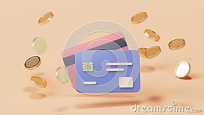 Loop Animation of Bank Card with 3d Cartoon Style, 3d Rendering Stock ...