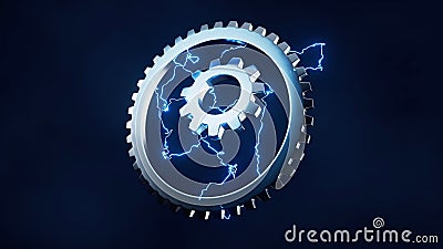 Loop Animation of Gears with Lightning Effect, 3d Rendering Stock Video ...
