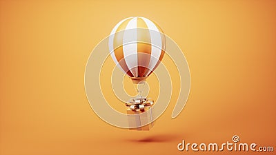 Loop Animation of Hot Air Balloon and Gift Box, 3d Rendering Stock ...