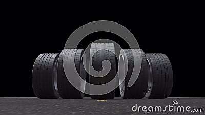 Loop Car Tires Rolling on Asphalt in the Summer with Alpha Channel ...