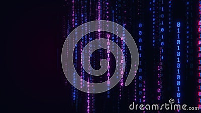 Looping Digital Binary Data, Streaming Code Matrix Background. Concept, Programming Coding ...