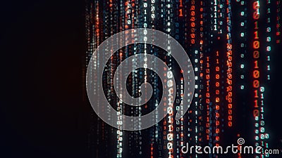 Looping Digital Binary Data, Streaming Code Matrix Background. Concept, Programming Coding ...