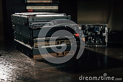 The Stack Of HDDs On The Office Table With Case For HDD At The ...