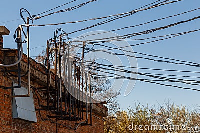 Lots Of Wires Sticking Out Of An Old Brick Electrical Substation ...