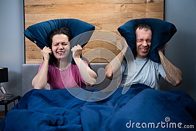 Loud Neighbor Making Noisy Party While Couple Sleeping Stock ...