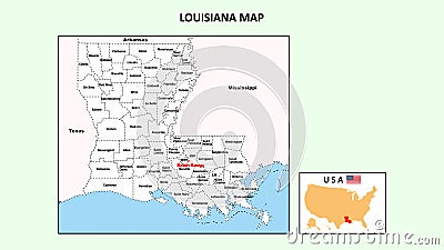 Louisiana Map. Political Map Of Louisiana With Boundaries In White ...