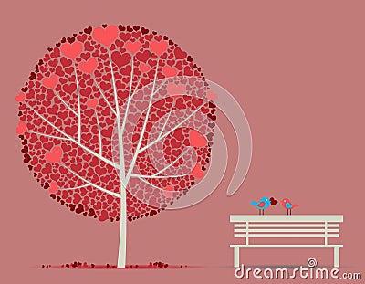 Love Autumn Tree With Couple In-love Birds Stock Photos - Image: 25203113