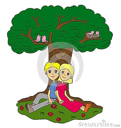 Love Under Tree Royalty-Free Stock Photography | CartoonDealer.com ...