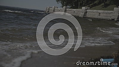 Low Exposure Capture of the Waves Hitting the Coast Stock Footage ...