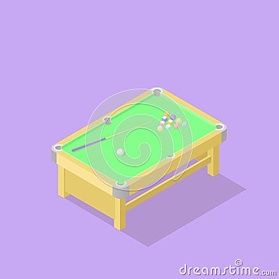 Low Poly Isometric Pool Table Vector Illustration | CartoonDealer.com #112750556