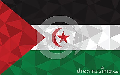 Low Poly Western Sahara Flag Vector Illustration. Triangular Saharan ...