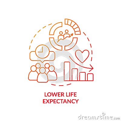 Lower Life Expectancy Red Gradient Concept Icon Vector Illustration ...