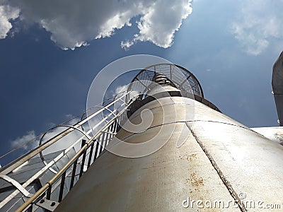 Lower View Of Boiler Stack Tower With Ladder Stock Photo ...