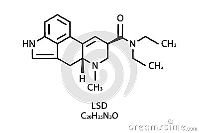 LSD Molecular Structure. Lysergic Acid Diethylamide Skeletal Chemical ...