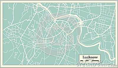 Lucknow India City Map In Retro Style. Outline Map. Cartoon Vector ...