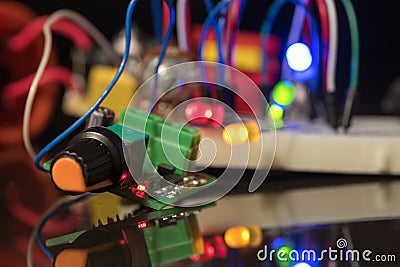 Luminous LEDs And Electronic Components Stock Photo - Image: 84763033