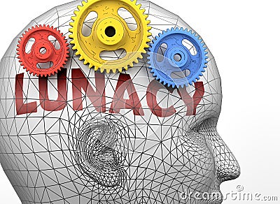 Lunacy And Human Mind - Pictured As Word Lunacy Inside A Head To ...