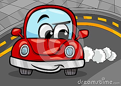 Lustige Retro- Autokarikaturillustration Vektor Abbildung - Bild: 45680352