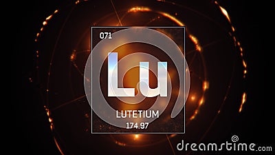 Lutetium As Element 71 Of The Periodic Table 3D Illustration On Orange ...