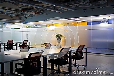 Conference Room Interior With Empty Chairs And A Projector Screen ...
