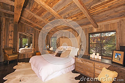 Luxurious Rustic Log Cabin Bedroom Stock Photography - Image: 8104462