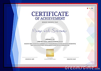 Luxury Certificate Template With Elegant Border Frame, Diploma D Vector Illustration ...