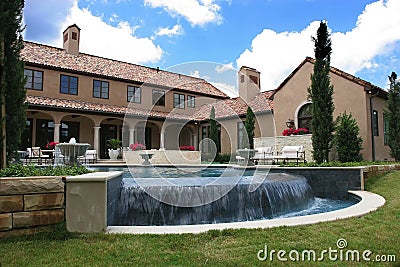Luxury Italian Style Home And Pool Stock Image - Image: 4746271
