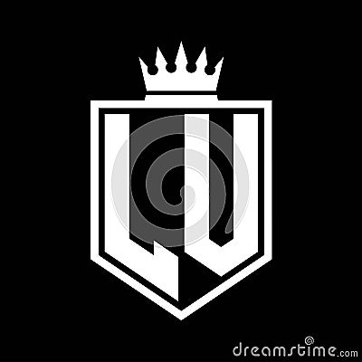 LV Logo Monogram Bold Shield Geometric Shape With Crown Outline Black ...