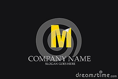M Letter Yellow Logo Alphabet Cartoon Vector | CartoonDealer.com #93855175