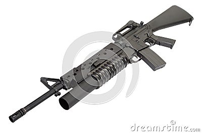 An M16A4 Rifle Equipped With An M203 Grenade Launcher Stock Photo ...