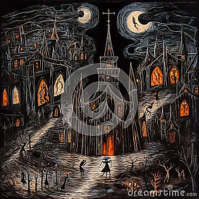 Macabre German Expressionism Painting Stock Illustration ...