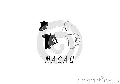 Macau Outline Map State Shape Country Borders Cartoon Vector ...