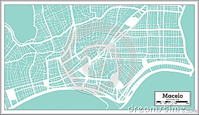 Maceio Brazil City Map In Retro Style. Outline Map Vector Illustration ...