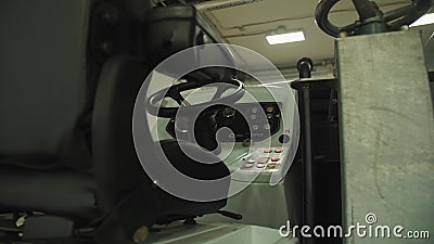 Driver Cabin with Seat and Control Panel in Warehouse Loader Stock ...