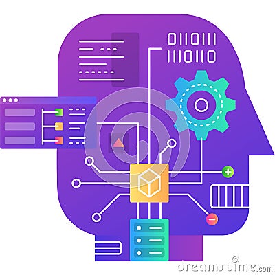 Machine Learning Icon Ai Brain Algorithm Vector | CartoonDealer.com ...