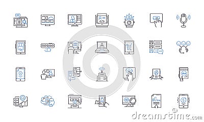 Machine Line Icons Collection. Automation, Robotics, Efficiency ...