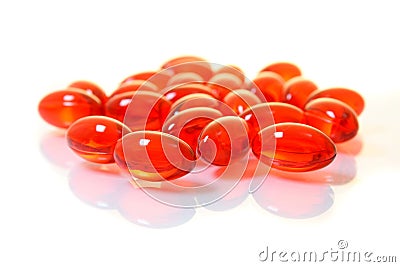 Macro Of A Bunch Of Red Gel Pills Stock Images - Image: 3868874