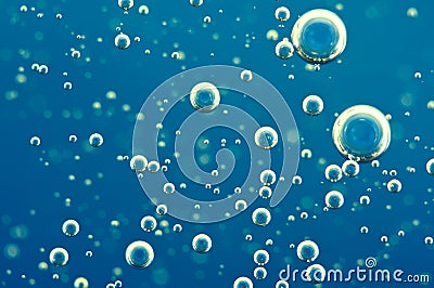 Macro Oxygen Bubbles In Water On Blue Background Stock Photo - Image ...