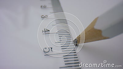 Pencil Drawing Straight Line on Paper. Architect Using Ruler for Sketch ...