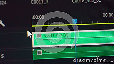 Macro View of the Display with Work Process in the Video Editing ...