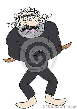 Mad Man In A Straitjacket Cartoon Vector | CartoonDealer.com #81598571