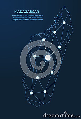 Madagascar Communication Network Map. Vector Low Poly Image Of A Global ...