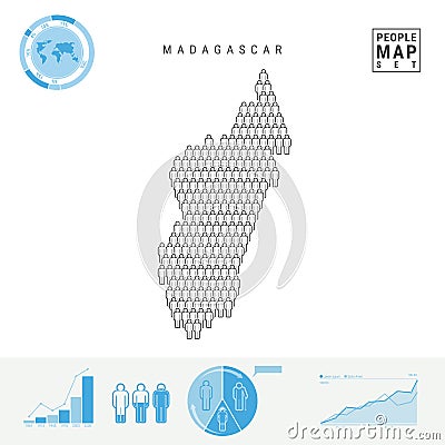 Madagascar People Icon Map. Stylized Vector Silhouette Of Madagascar ...