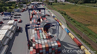MAERSK Containers on Terminal with Cranes for Loading Stock Footage ...