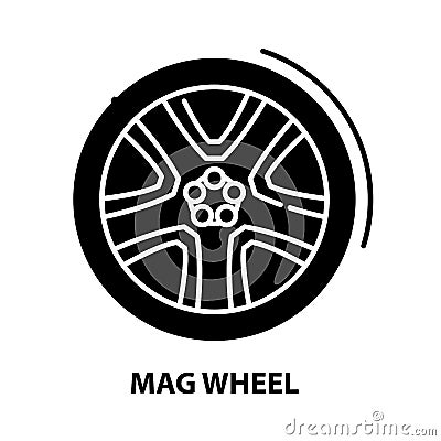 Mag Wheel Icon, Black Vector Sign With Editable Strokes, Concept ...