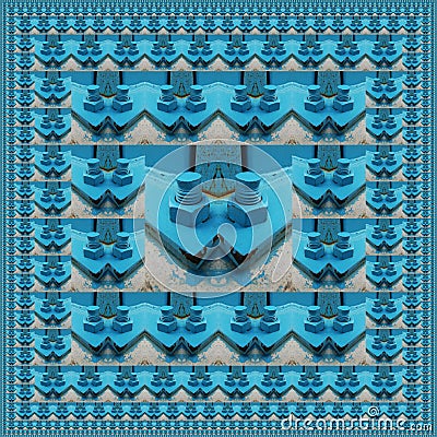 Magic Carpet Design Of Many Increasingly Smaller Blue Bolts Royalty ...