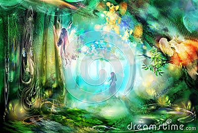 The Magic Forest With Fairies Royalty Free Stock Photo - Image: 14864585