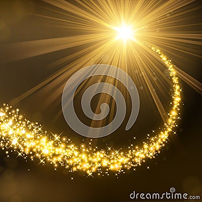 Magic Gold Glitter With Illuminated Light Background Vector ...