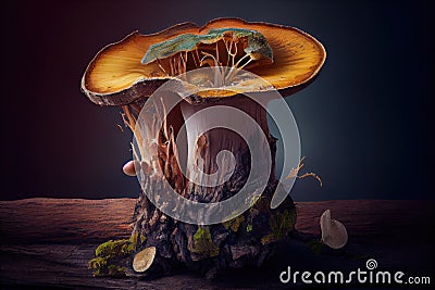 Magic Mushroom Growing Out Of Decaying Tree Stump Stock Photo ...