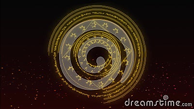 Magic Triangle and Square Light Orange Flame Energy Rotate and Fire ...